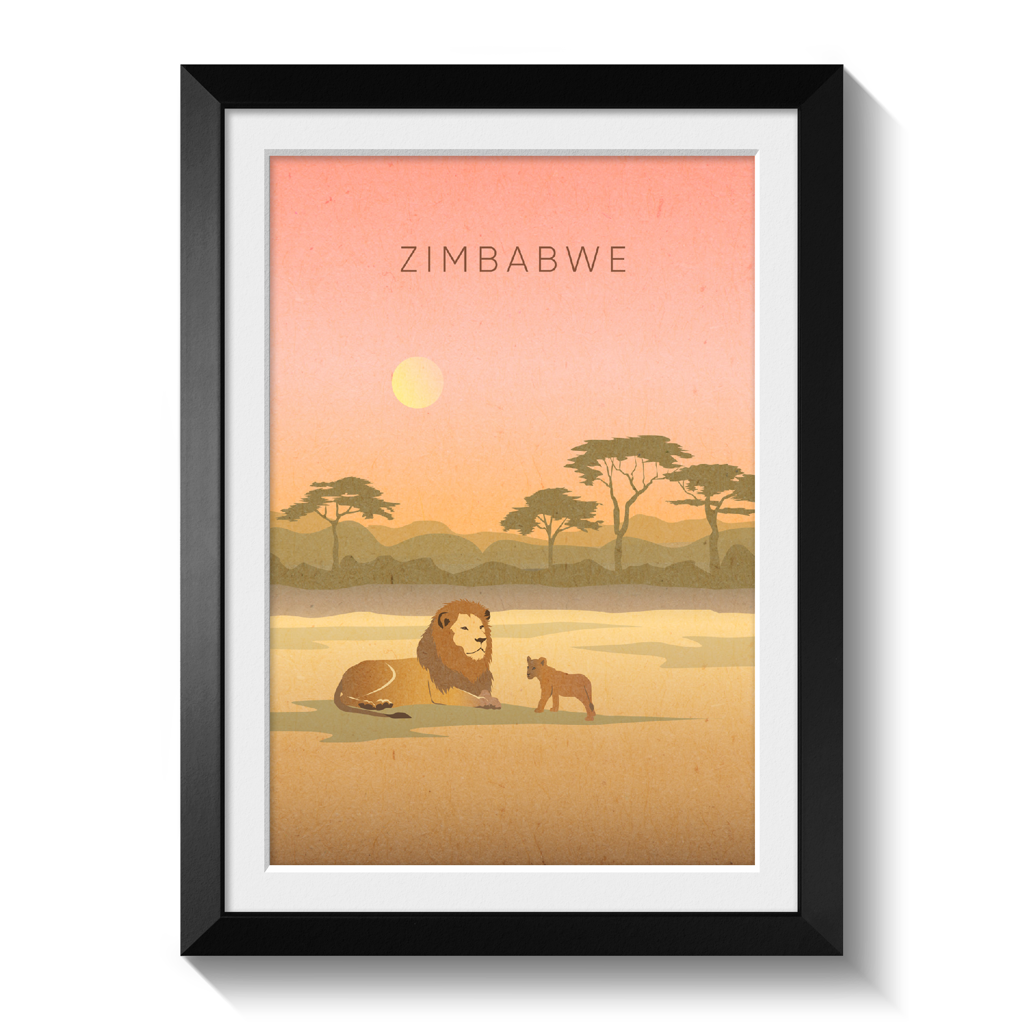 Zimbabwe Minimal Travel Poster – Bucket List Prints