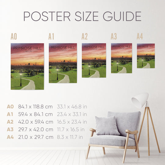 Primrose Hill London Skyline Travel Poster – Bucket List Prints