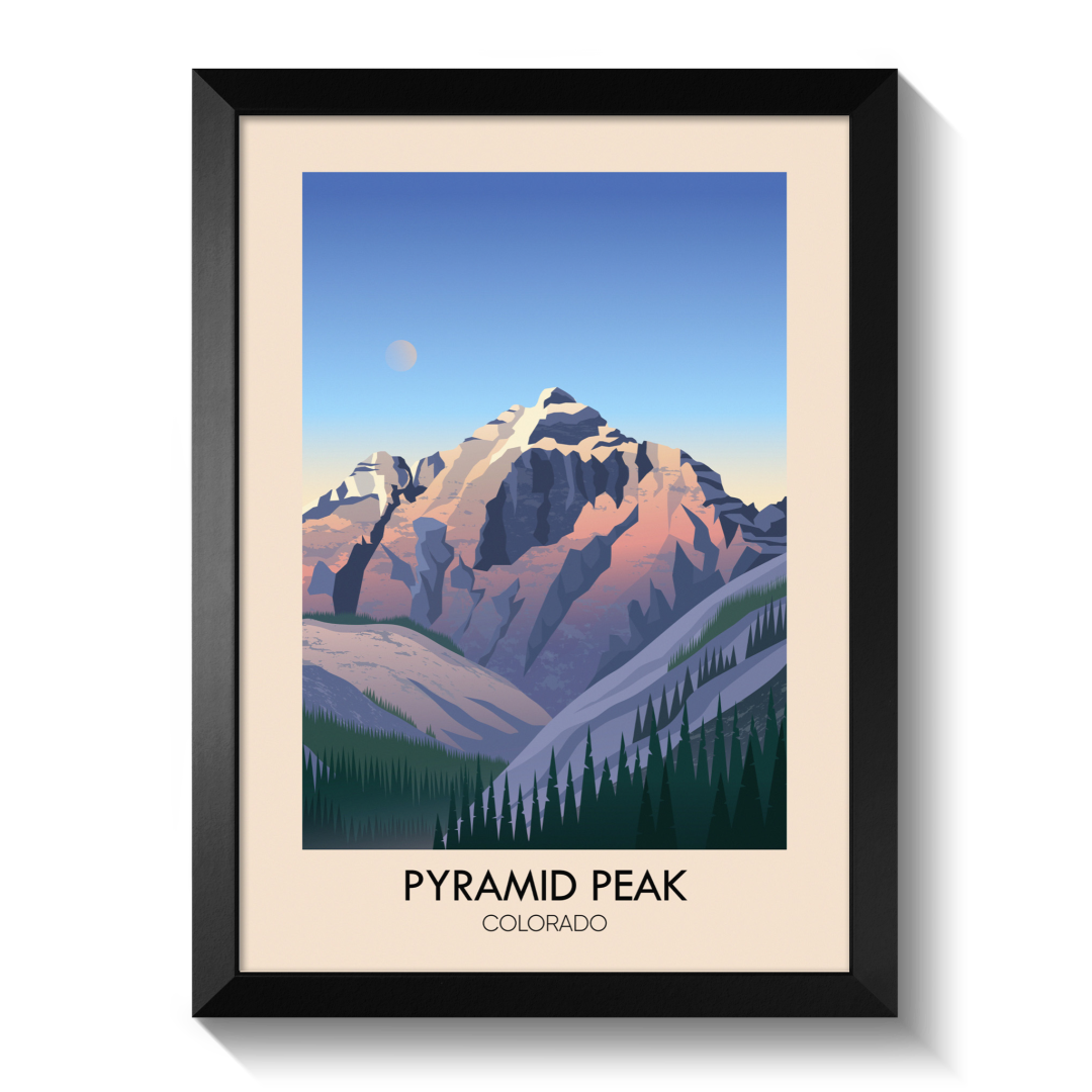 Pyramid Peak Colorado USA Travel Poster – Bucket List Prints