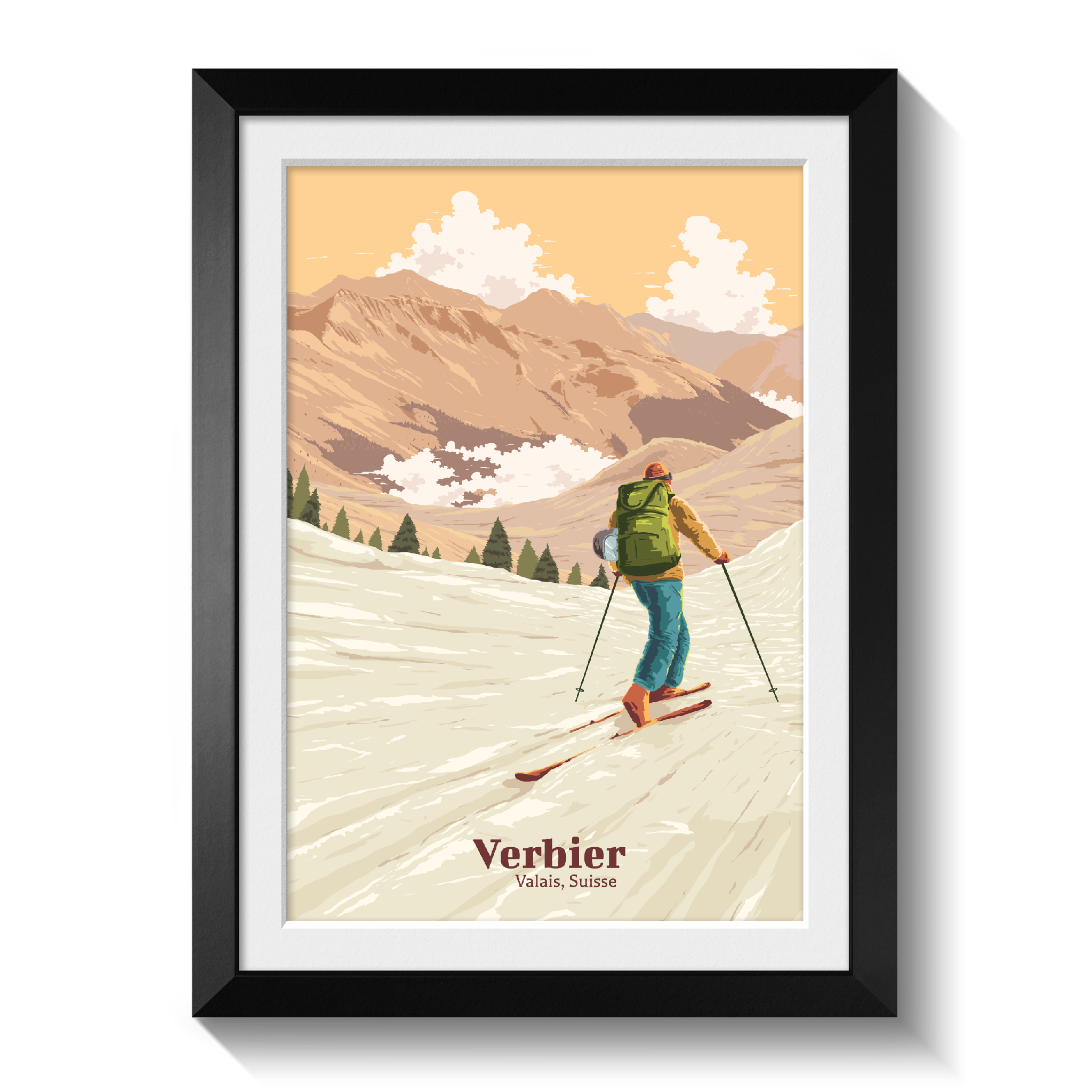 Verbier Ski Resort Travel Poster – Bucket List Prints