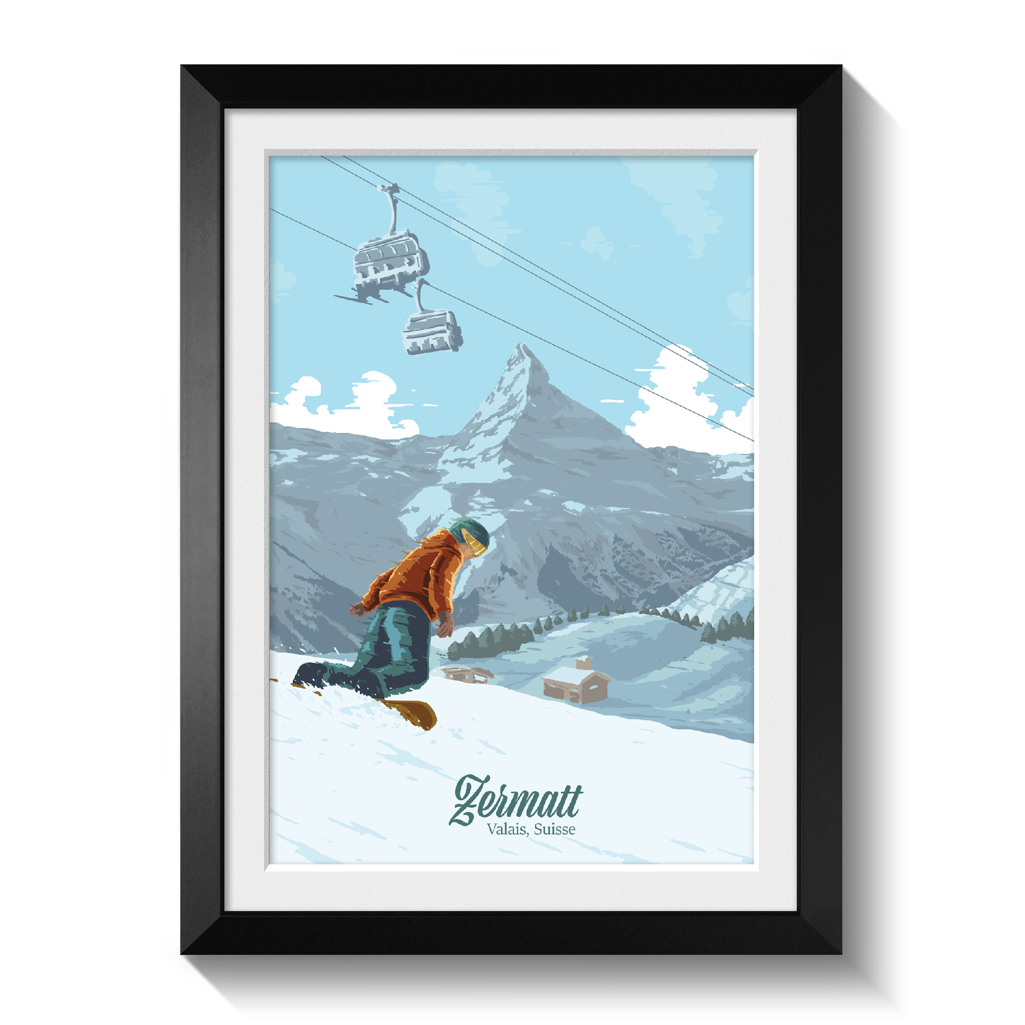 Zermatt Snowboarding Travel Poster – Bucket List Prints